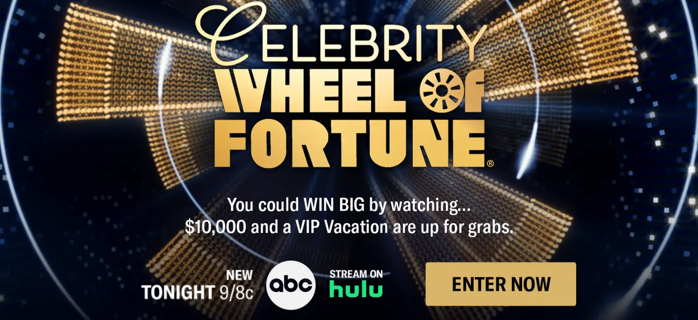 Win $10K and a VIP Trip with Celebrity Wheel Of Fortune tonight!
