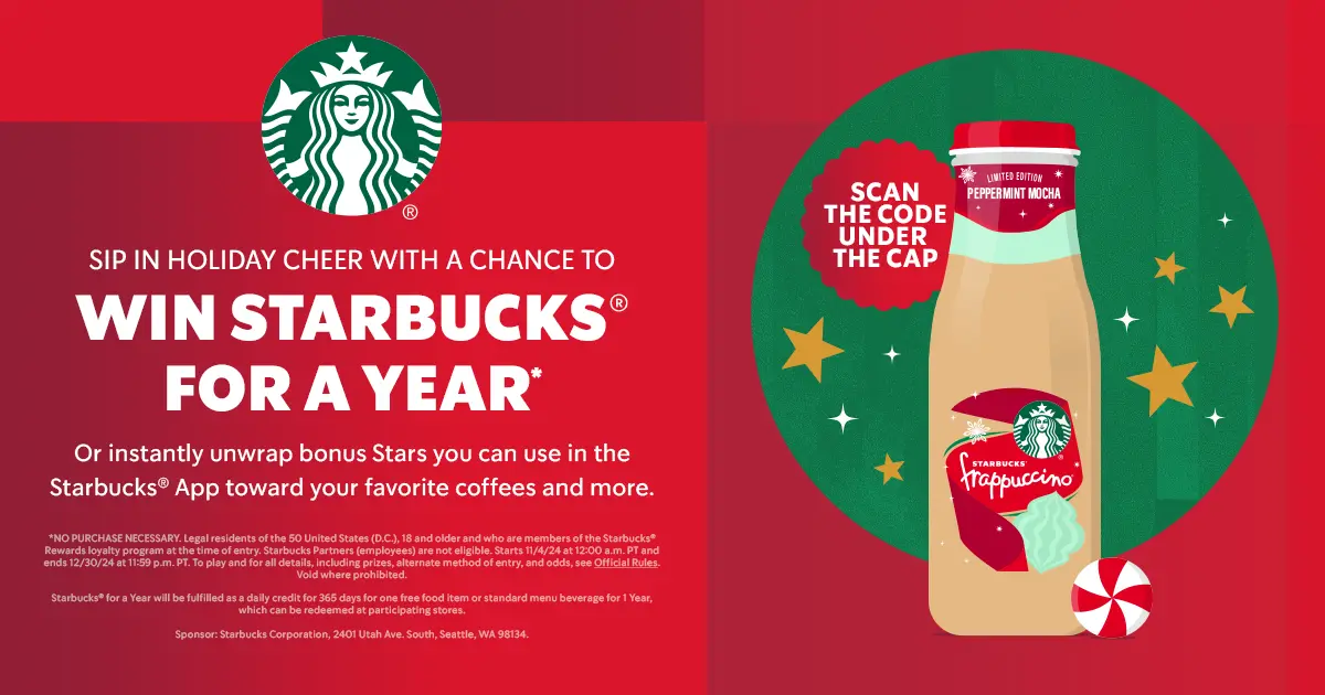 Win Starbucks For a Year ($3,869 value)!